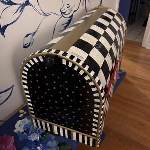 Custom Hand Painted Mailbox/ Black and White Checks With Gold Accents ...