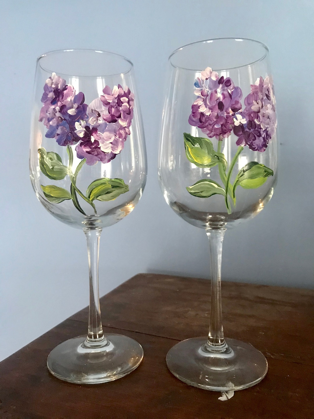 Hand Painted Lilac Wine Glass - Etsy