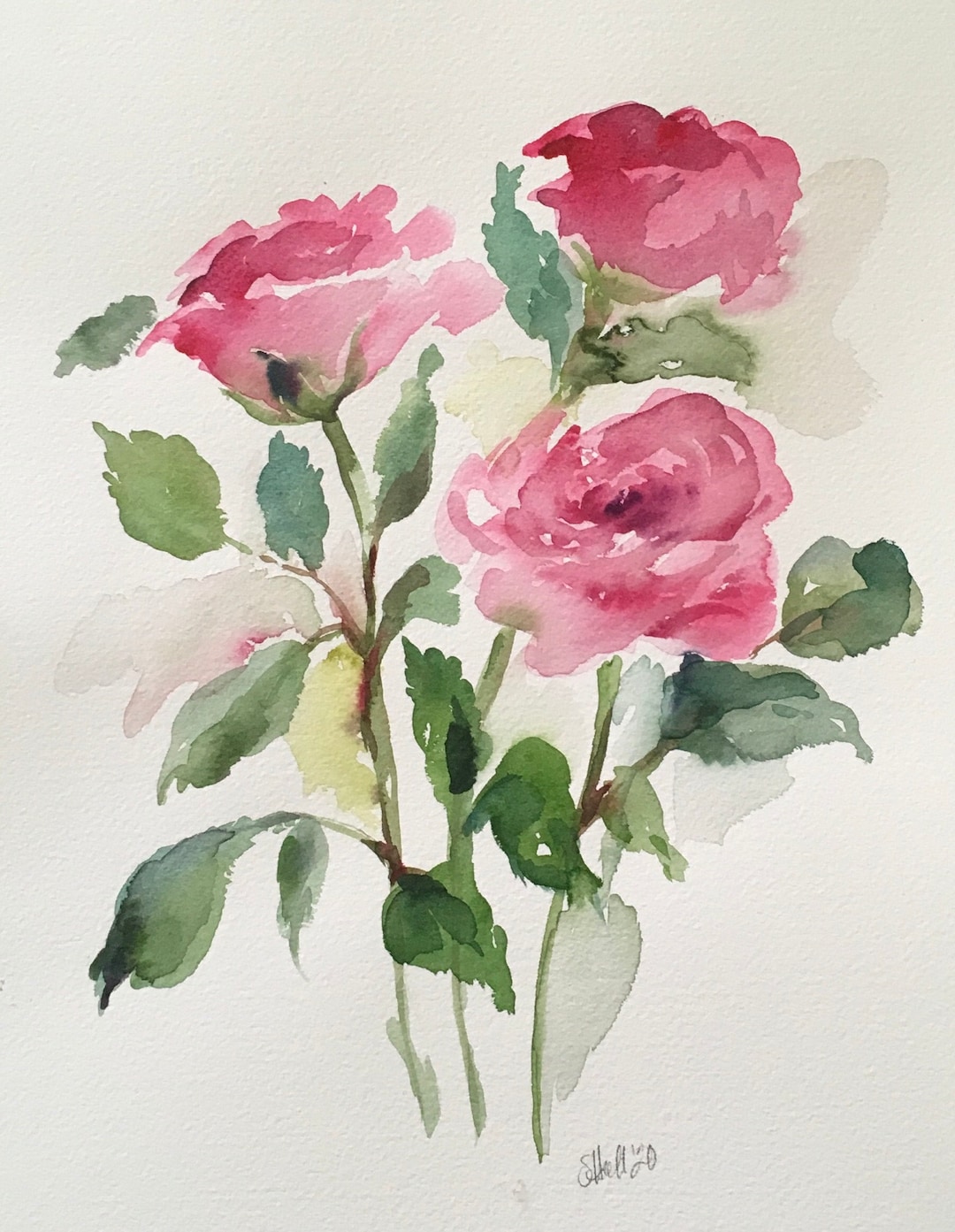 Original Rose Watercolor - Etsy