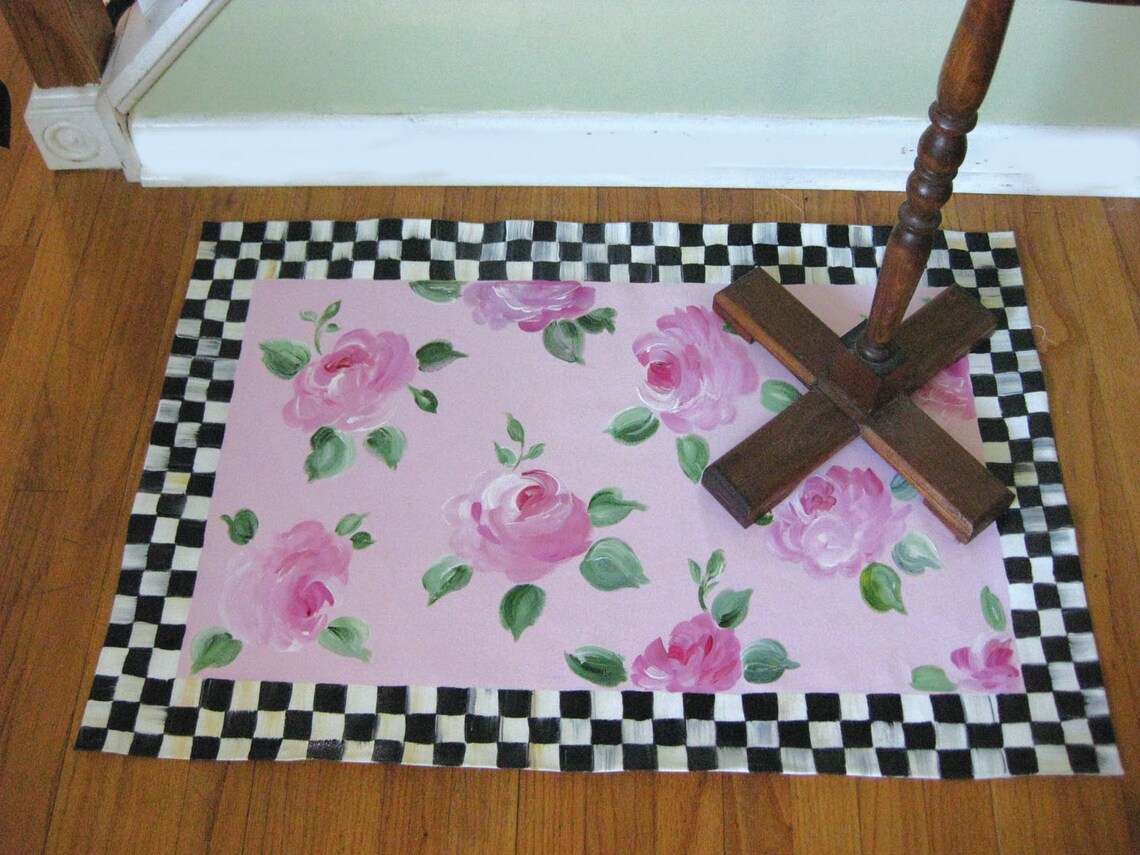 Cabbage Roses Floor Cloth | Etsy