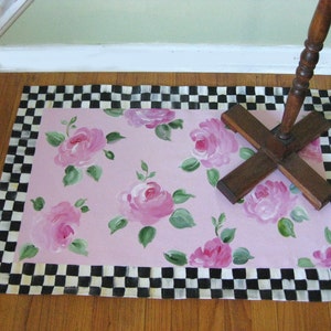 Cabbage Roses Floor Cloth - Etsy
