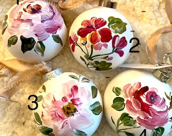 Hand Painted Floral Poppy Christmas Ornament Custom Painted Christmas ...