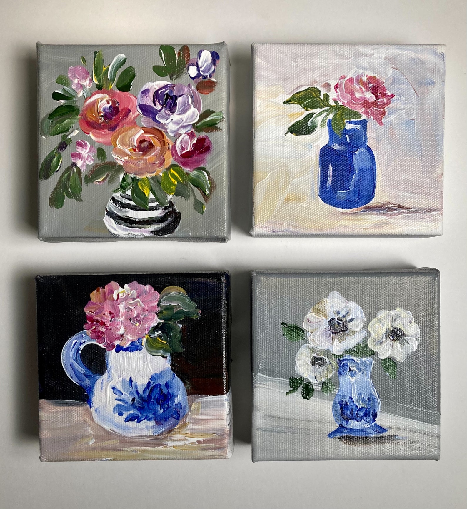 Mini Canvas Floral Painting - Etsy