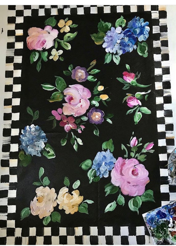 Cabbage Roses Floor Cloth - Etsy