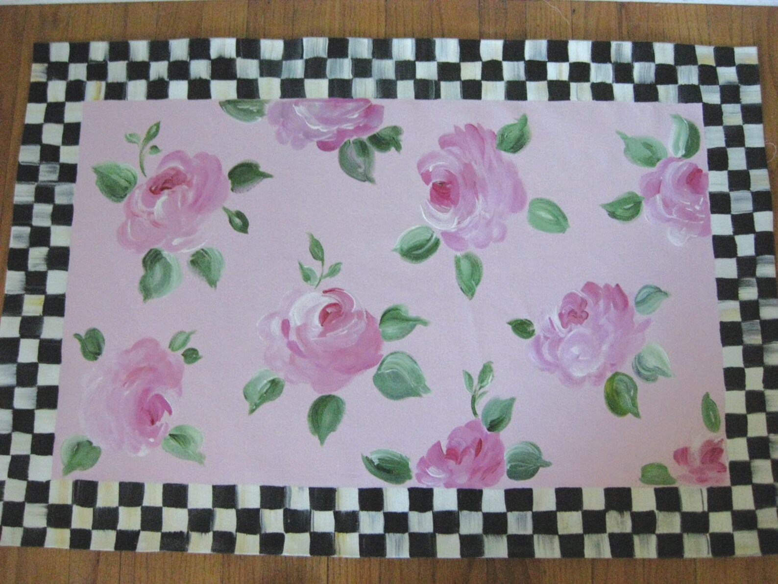 Cabbage Roses Floor Cloth - Etsy