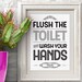 Flush Toilet & Wash Hands Sign, Toilet Sign Flush, Wash Hands Sign ...