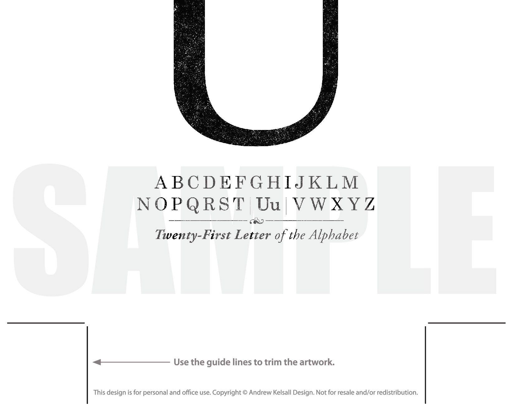 Capital Letter U, Monogram U Art, U Letter Print, Alphabet Artwork U ...