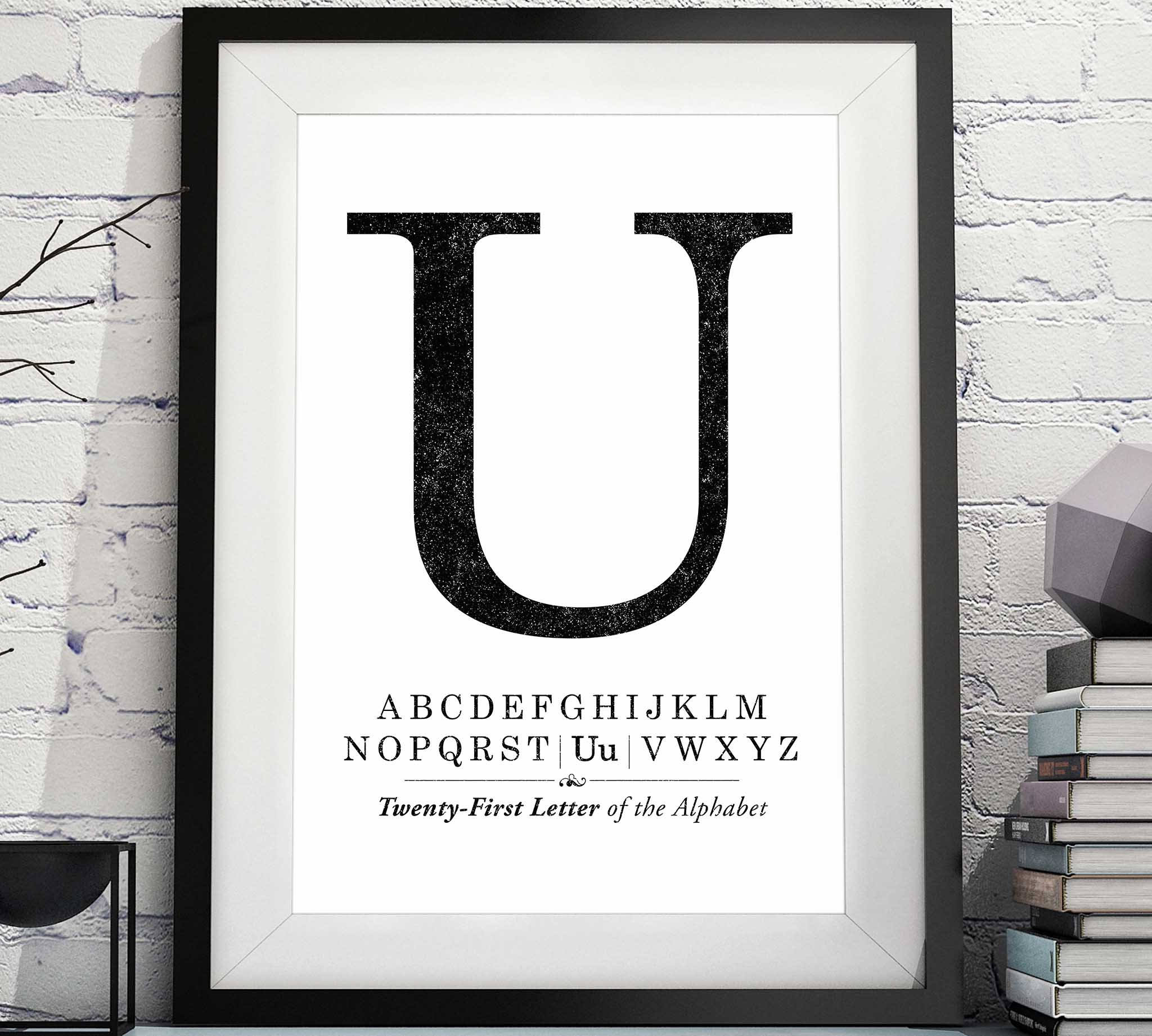 Capital Letter U, Monogram U Art, U Letter Print, Alphabet Artwork U ...
