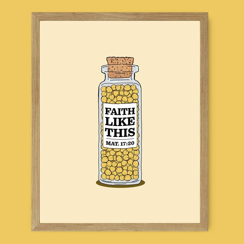 Parable of the Mustard Seed Digital Print, Bible Verse Wall Art Sketch ...