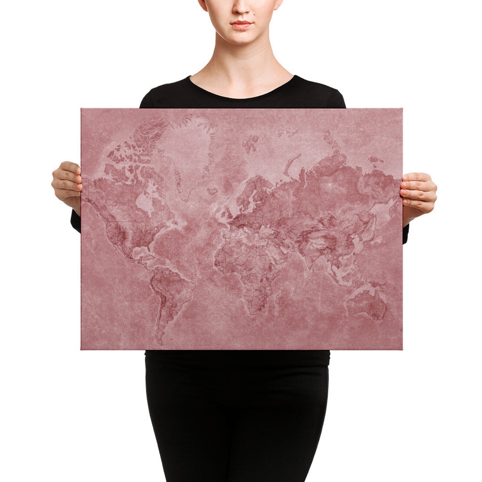 Rose Gold Map Rose Gold World Map Canvas Rose Gold Wall Art - Etsy