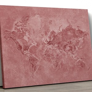 Rose Gold Map Rose Gold World Map Canvas Rose Gold Wall Art - Etsy
