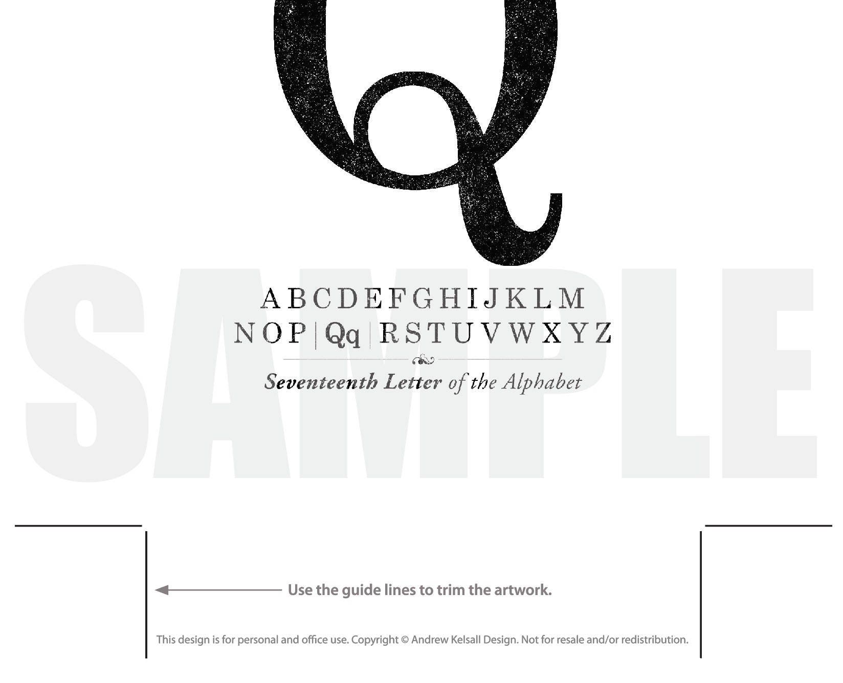 Alphabet Artwork Q, Q Alphabet Poster, Letter Q Print, Q Initial ...