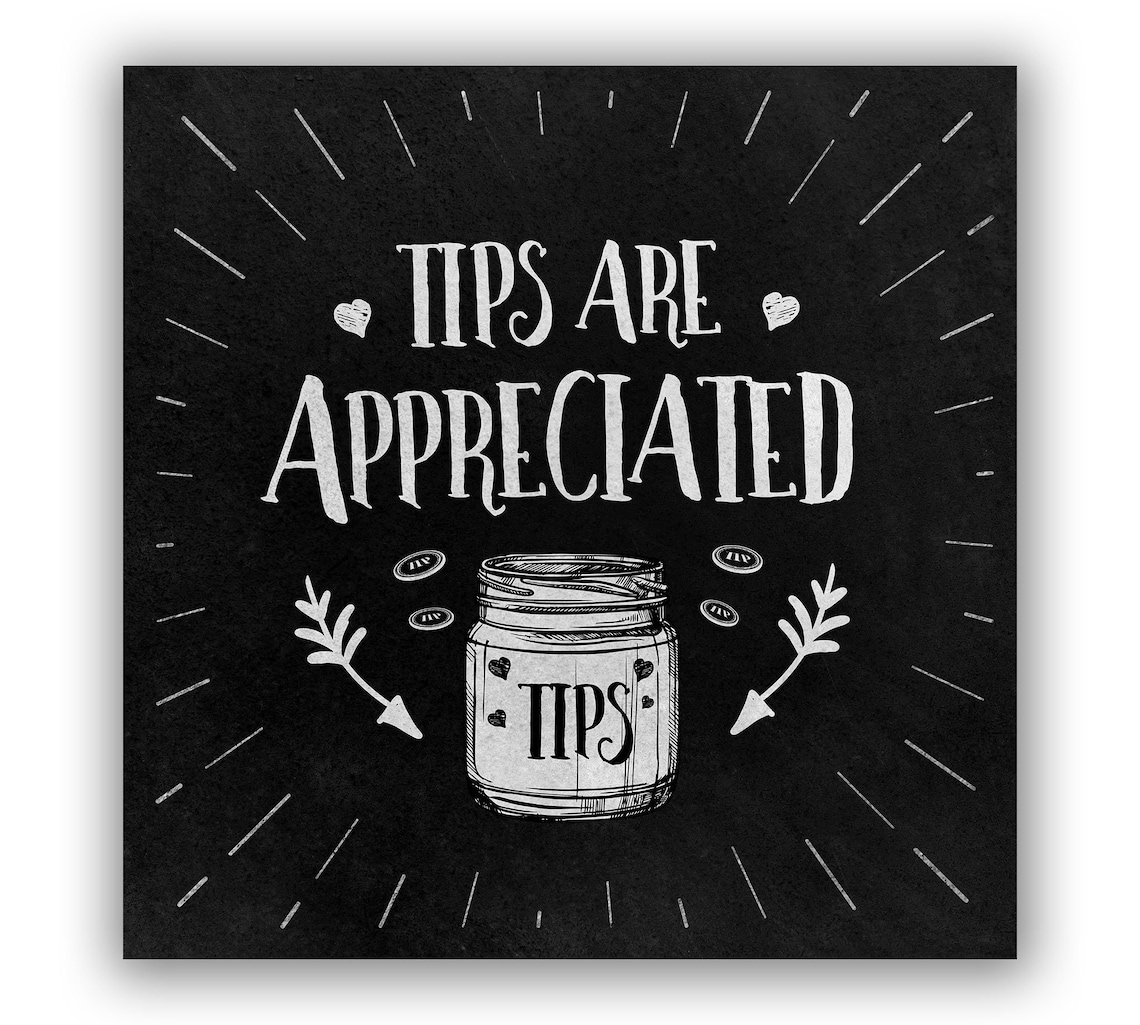 Tips Are Appreciated Printable Tip Jar Gift for Baristas & | Etsy