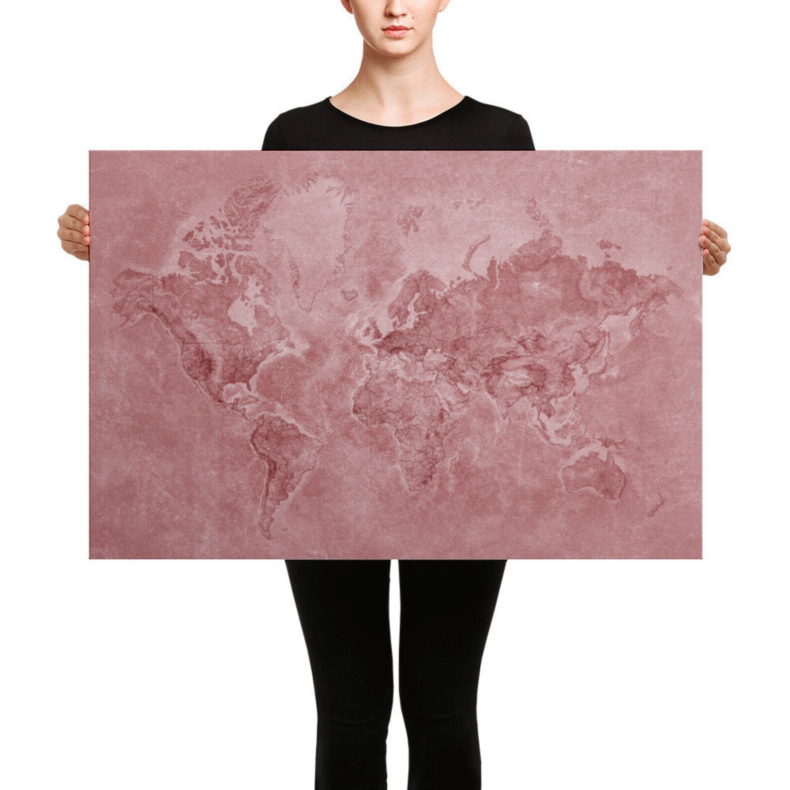 Rose Gold Map Rose Gold World Map Canvas Rose Gold Wall Art - Etsy