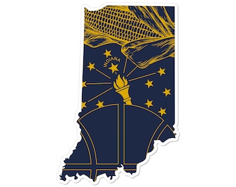 Indiana Vinyl Sticker, Indiana Decal, Laptop Decal, Indiana Map, Water ...