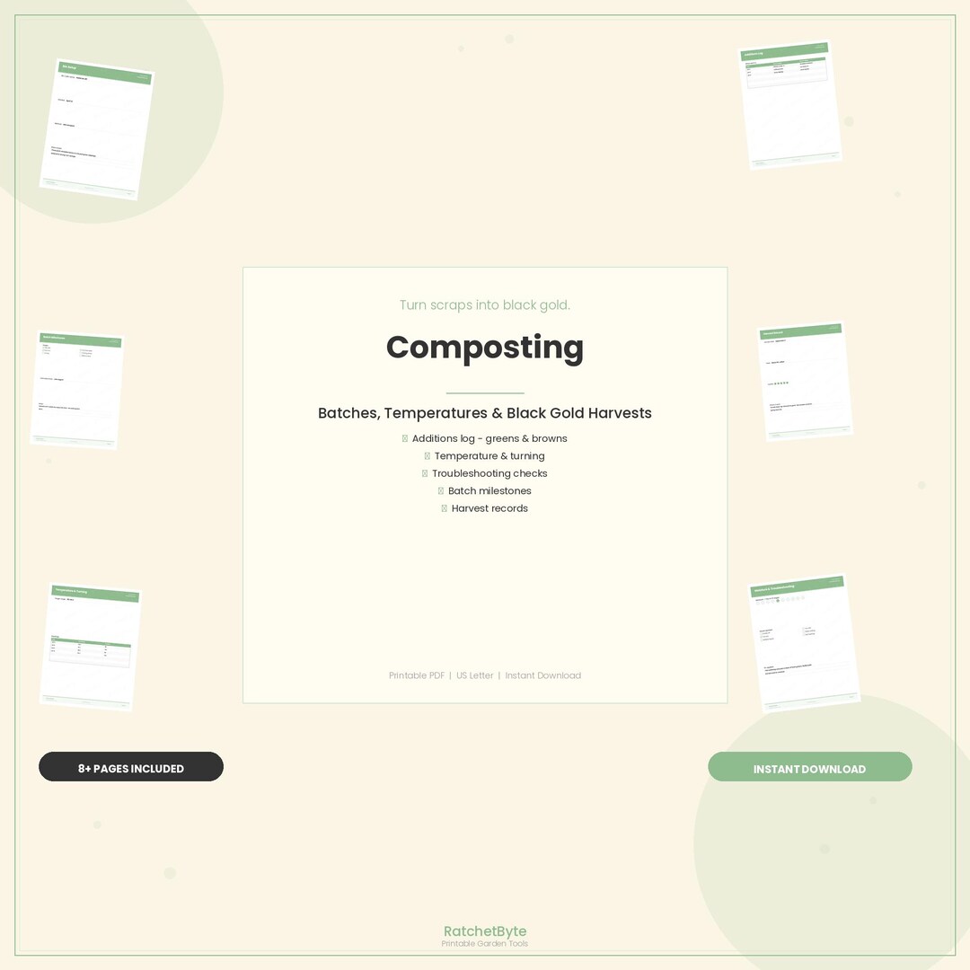 Composting Log, Bin Temperature & Turning Schedule Tracker, Printable ...