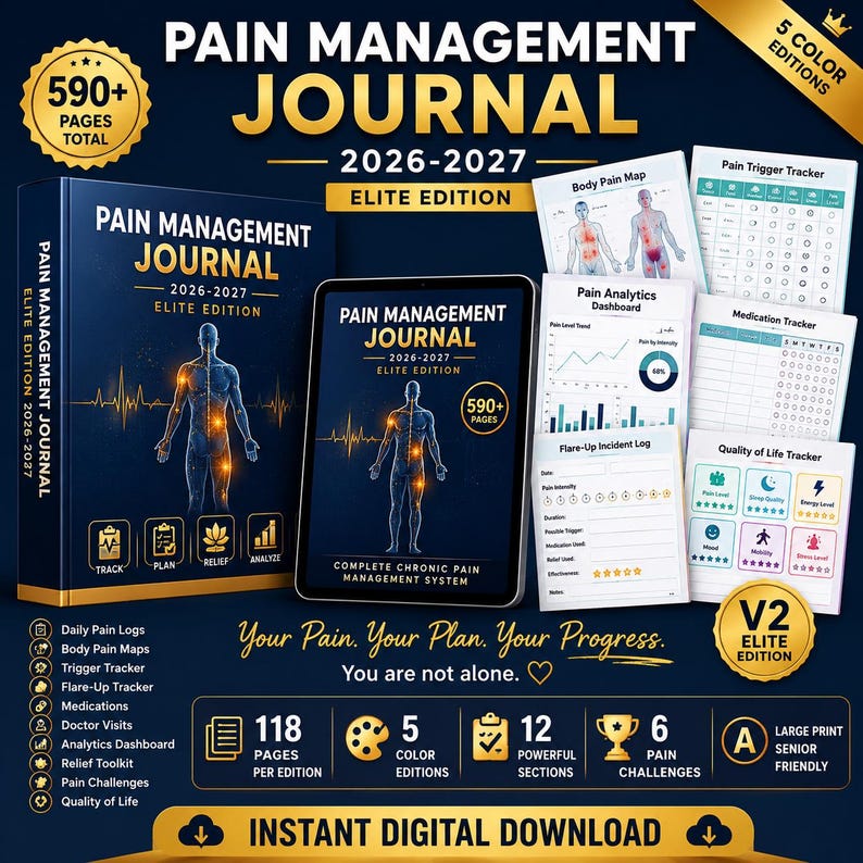 Chronic Pain Tracker Printable PDF | Pain Diary & Symptom Journal ...