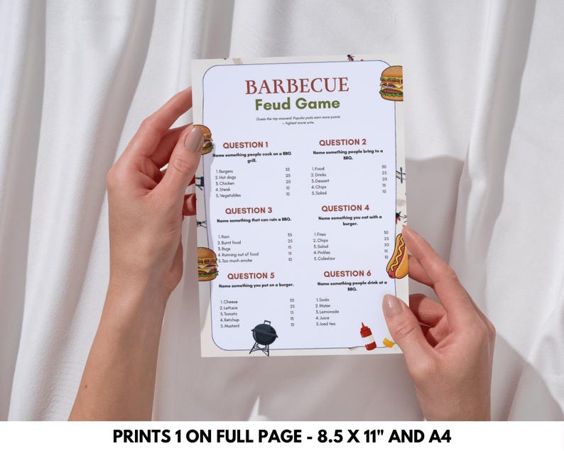 Barbecue Friendly Feud Game Printable | BBQ Party Games | Family Feud ...