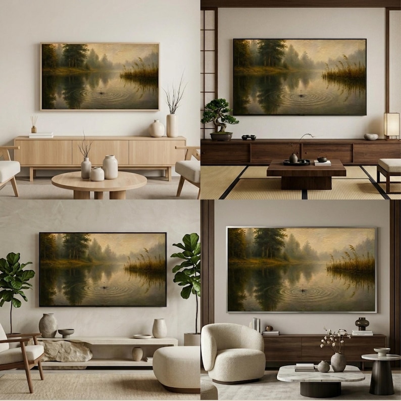 Ichigo Ichie Wall Art Japanese Zen Lake Ripples Frame TV Digital ...