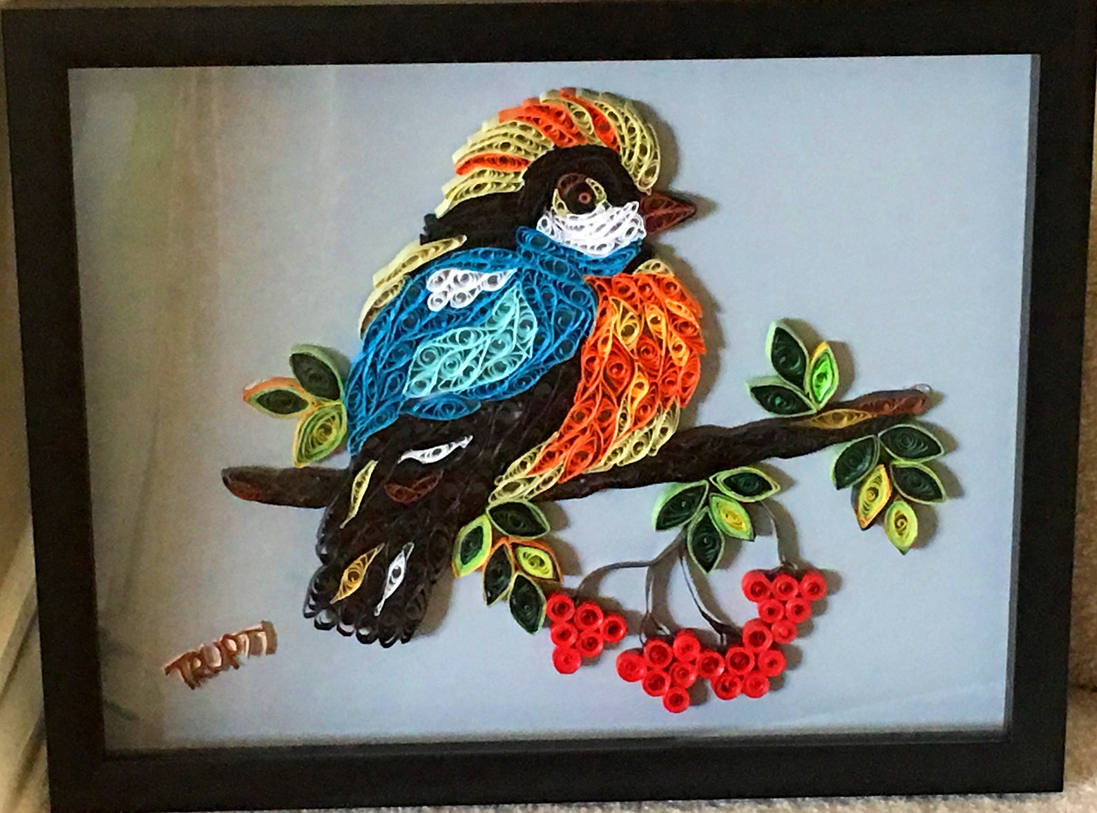 Colorful Robin - Quilled Art 11x14 Paper Quilling Art in Shadow Box ...