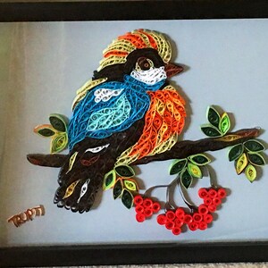 Colorful Robin - Quilled Art 11x14 Paper Quilling Art in Shadow Box ...