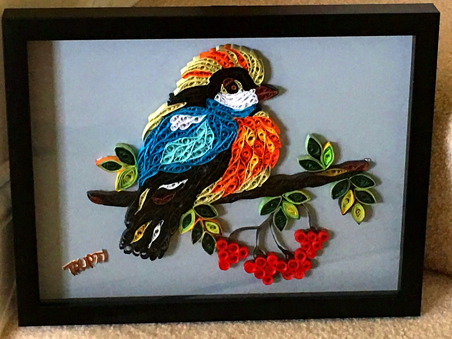 Colorful Robin - Quilled Art 11x14 Paper Quilling Art in Shadow Box ...