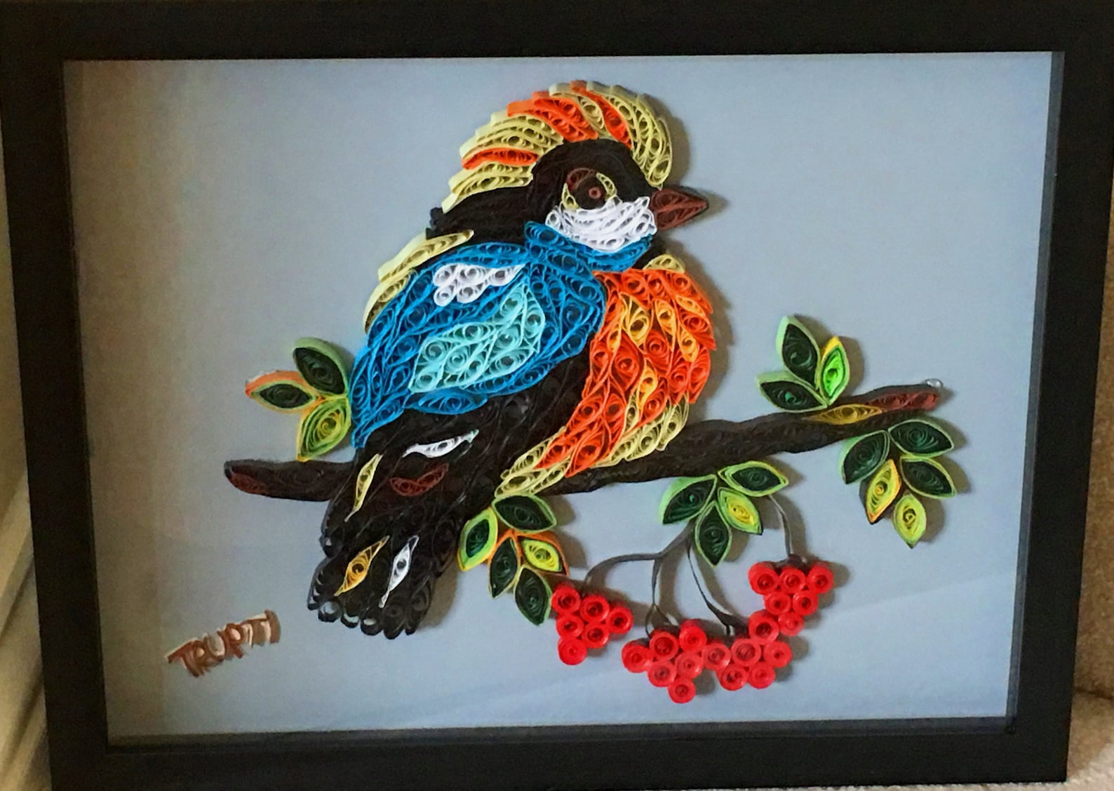Colorful Robin - Quilled Art 11x14 Paper Quilling Art in Shadow Box ...