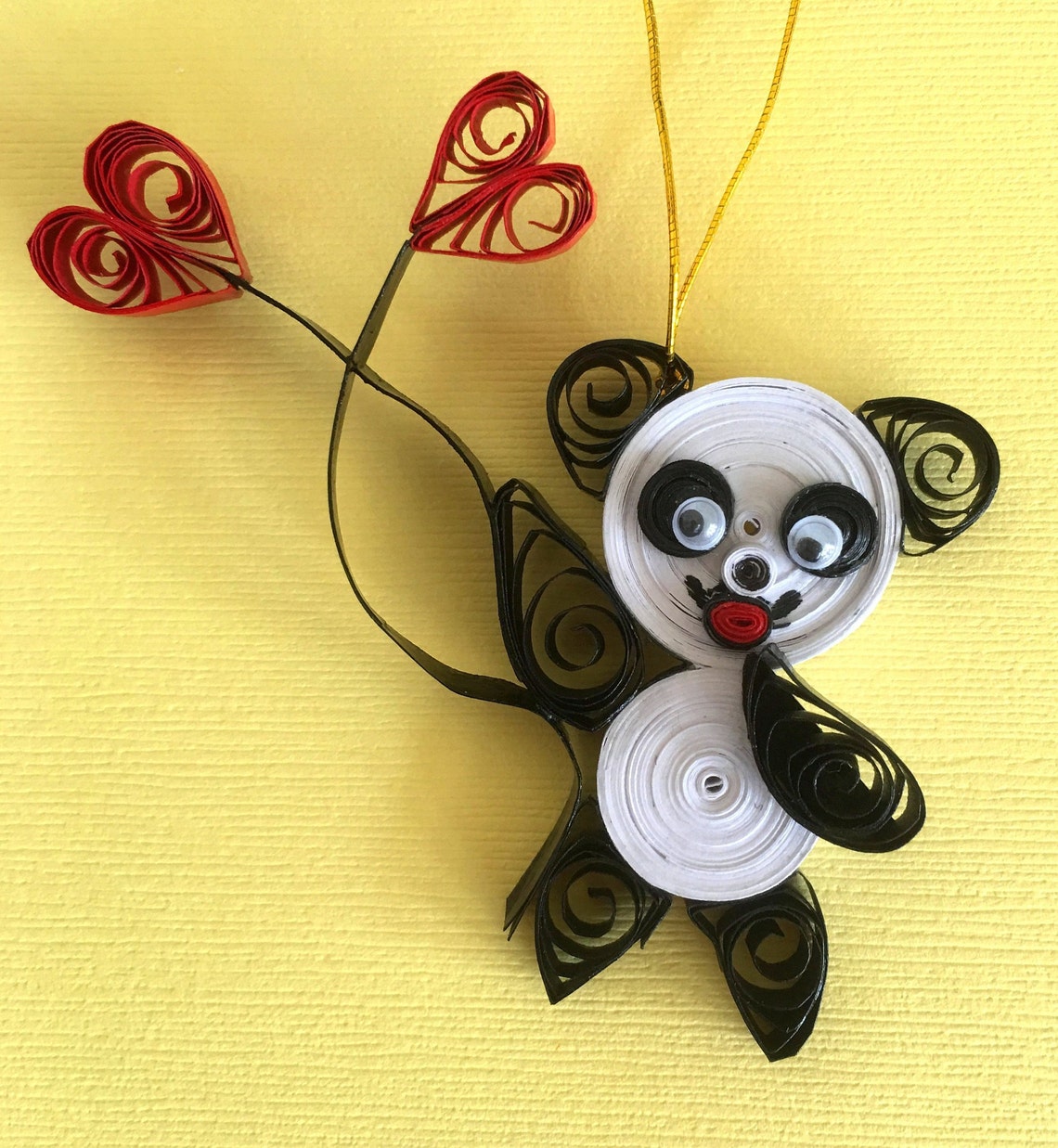 Quilled Panda With Red Balloons - Quilling Art by Trupti Vakharia ...