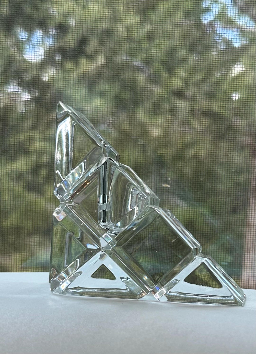 Mikasa Cut Lead Crystal Art Glass Triangle Taper Candle Holder and ...