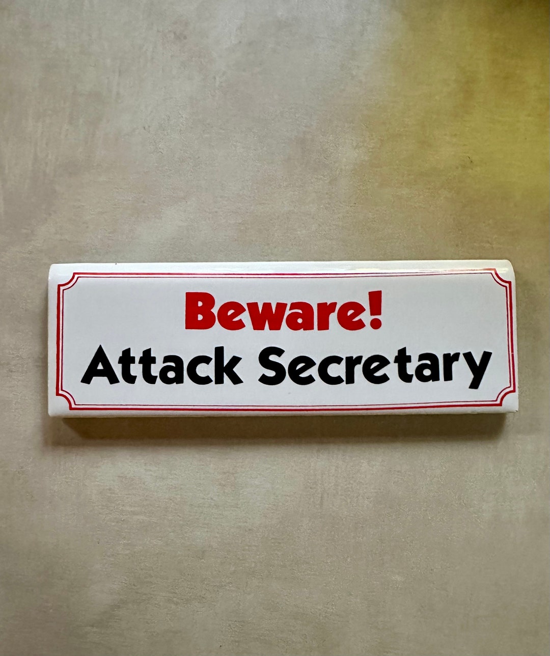 Beware Attack Secretary Vintage Tile Name Plate Plaque - Etsy