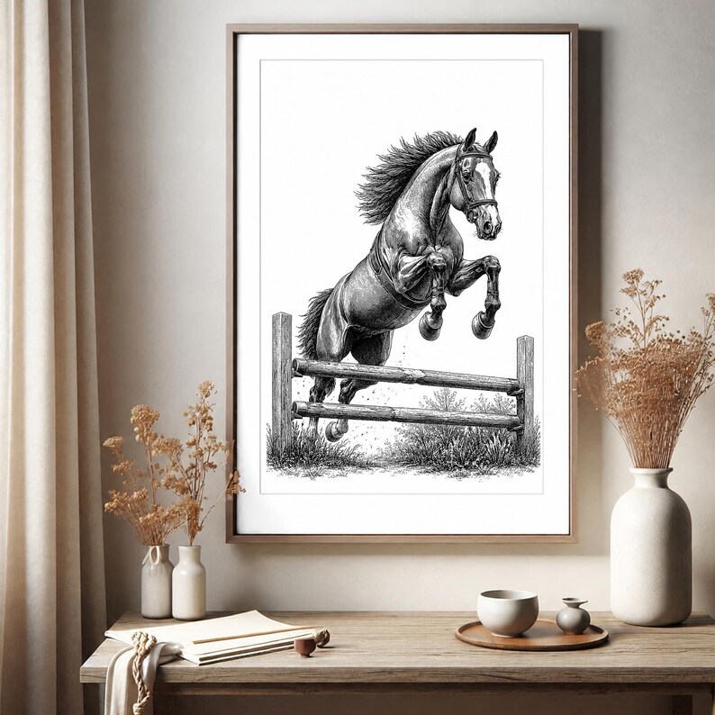 Jumping Horse Wood Engraving, Show Jumping Horse Laser Engraving File ...