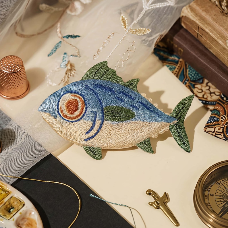 Ocean Fish Embroidered Patch: Cartoon Sea Animal Applique for Clothing ...