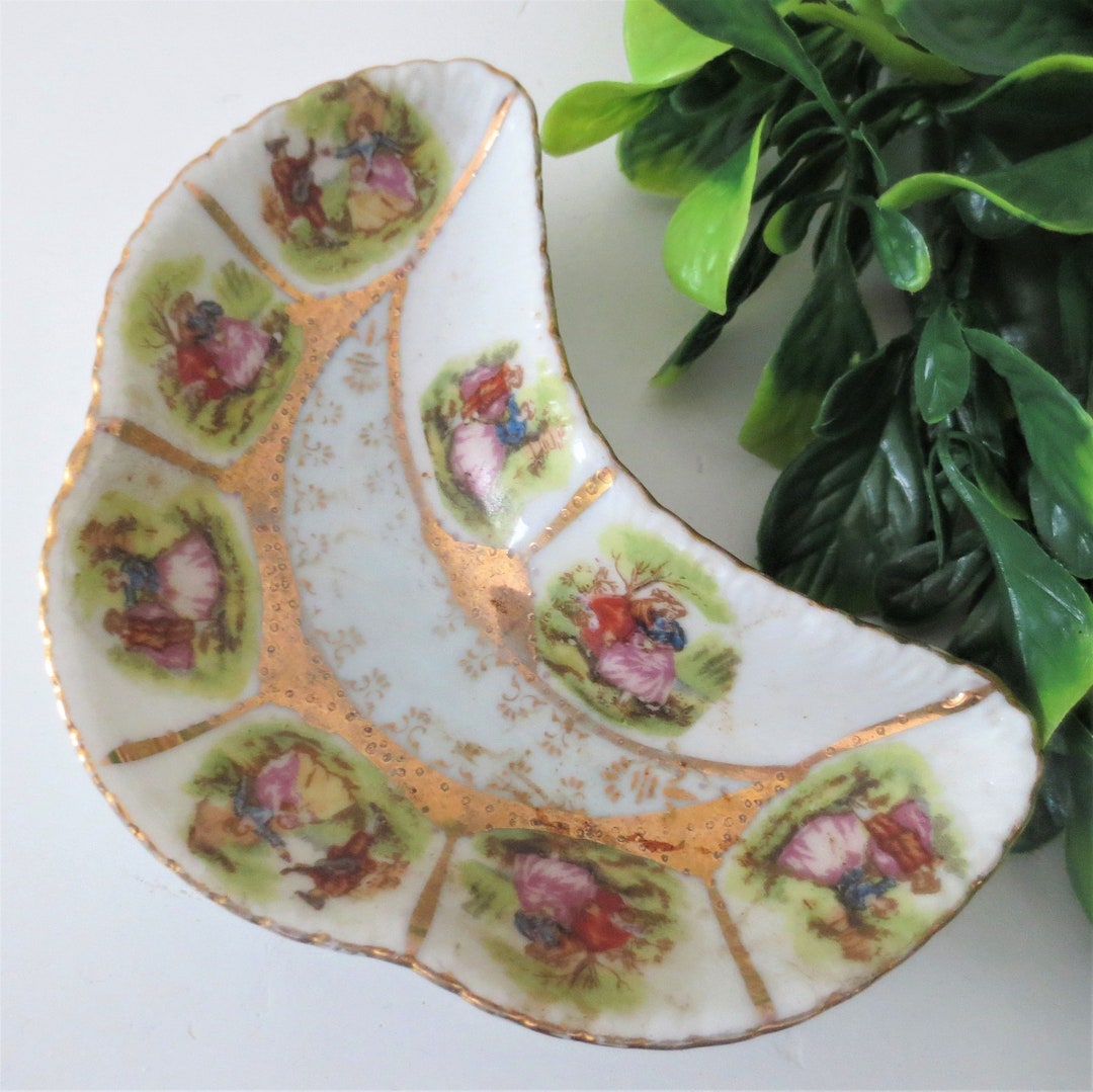 Half Moon Plate 1950s Transferware Courting Couples Crescent Dish - Etsy