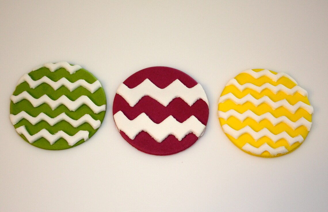 DESIGNER CHEVRON PATTERN Fondant Cupcake and Cookie Toppers - Etsy