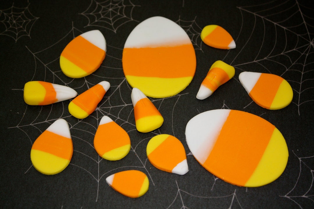 HALLOWEEN CANDY CORN - Fondant Cupcake, and Cookie Toppers - 1 Dozen - Etsy