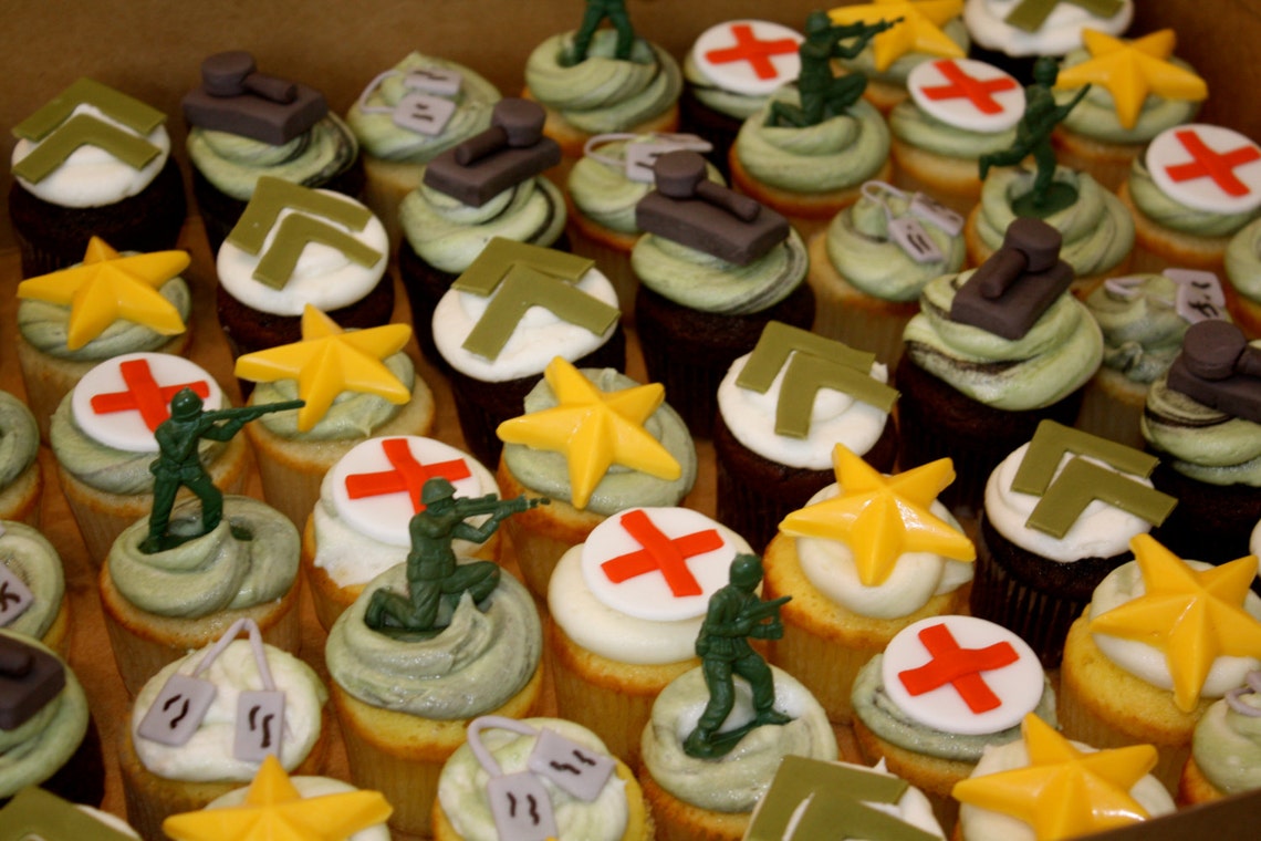 MINI ARMY / MILITARY - Fondant Cupcake, and Cookie Tops - 1 Dozen (for ...
