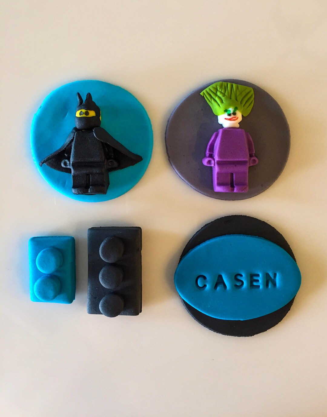 Batman Building Block Set Fondant Topppers for Cupcakes, Cookies, and ...