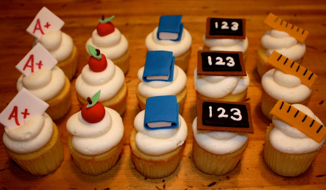 MINI SCHOOL DAYS - Fondant Cupcake, and Cookie Tops - 1 Dozen (for Mini ...