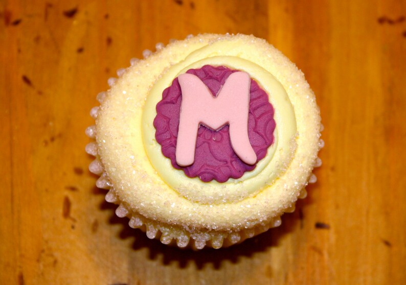 LETTER MONOGRAM Fondant Cupcake and Cookie Tops 1 Dozen | Etsy