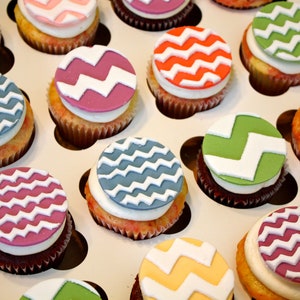 DESIGNER CHEVRON PATTERN - Fondant Cupcake, and Cookie Toppers - 1 ...