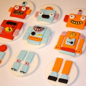 ROBOTS PIECES - Fondant Cupcake, and Cookie Toppers - 1 Dozen - Etsy