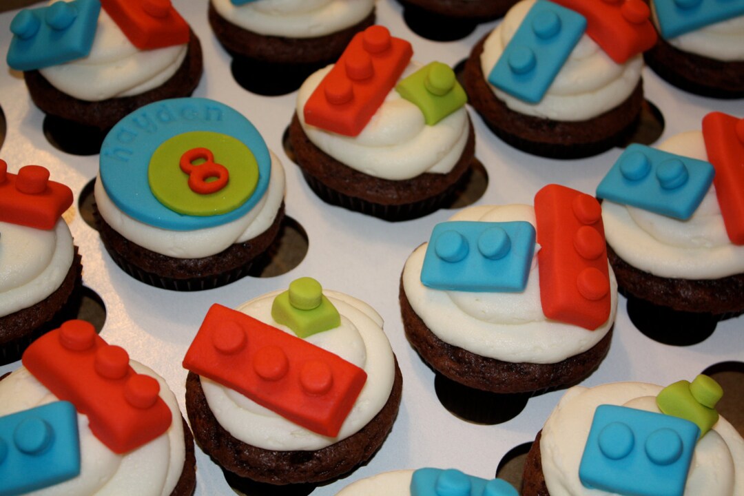 BUILDING BLOCKS - Fondant Cupcake, and Cookie Toppers - 1 Dozen - Etsy