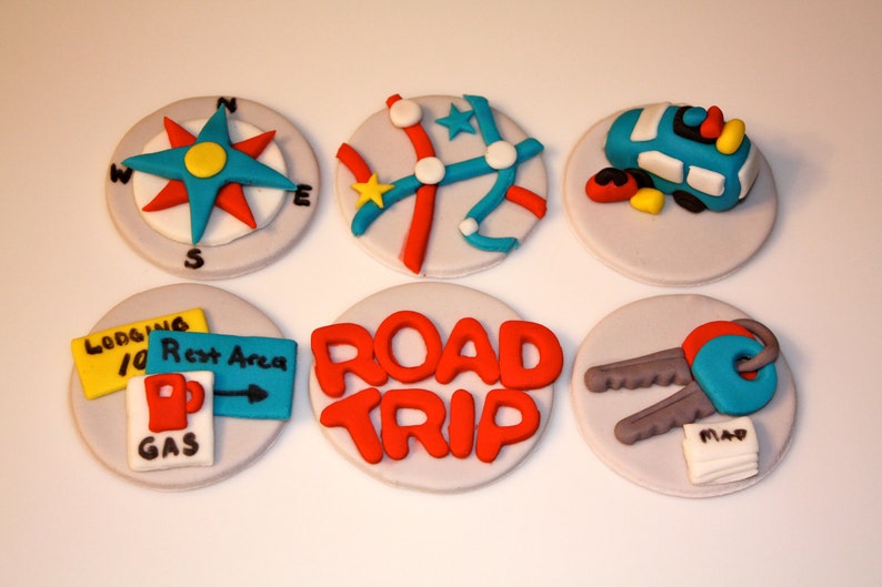 ROAD TRIP Fondant Cupcake and Cookie Toppers 1 Dozen - Etsy