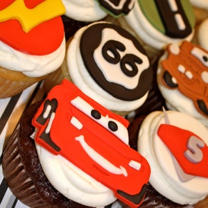 Fondant CARS and FRIENDS RACE Set - Cupcake, and Cookie Toppers - 1 ...