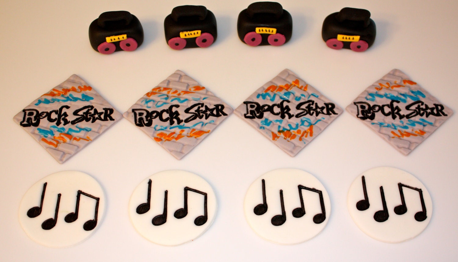 ROCK STAR Fondant Cupcake and Cookie Toppers 1 Dozen | Etsy