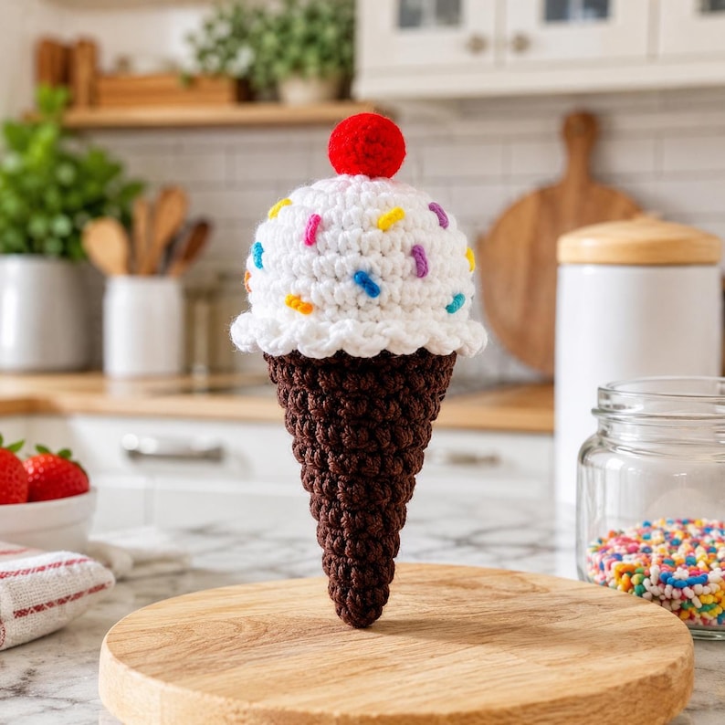 Crochet Ice Cream Cone Keychain Pattern | Amigurumi Bag Charm (PDF ...