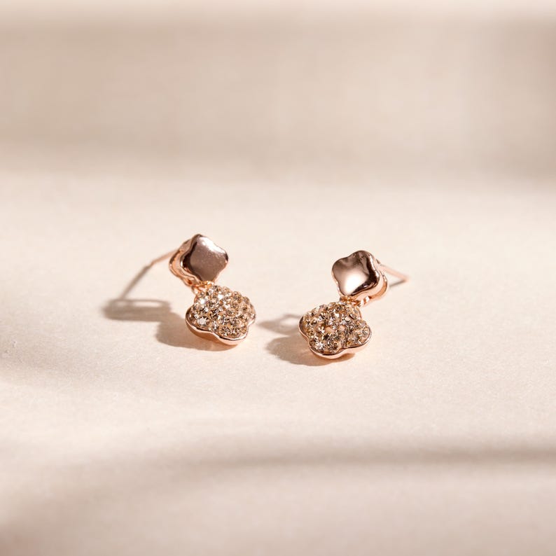 Personalized Birthstone Flower Stud Earrings Swarovski Crystal Earrings ...