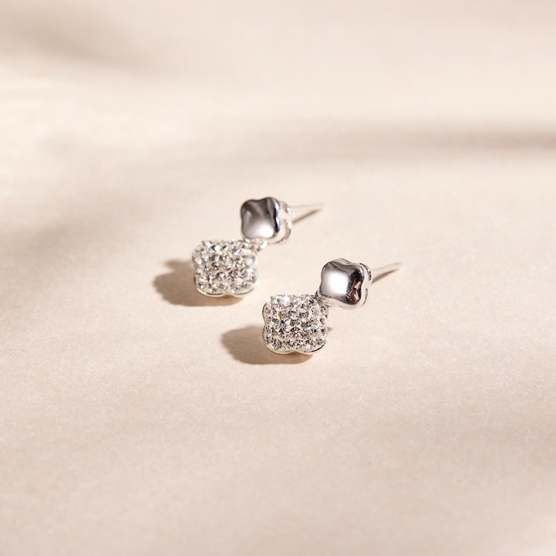 Personalized Birthstone Flower Stud Earrings Swarovski Crystal Earrings ...