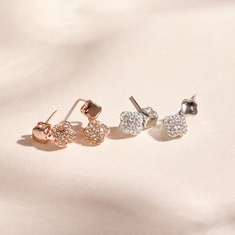 Personalized Birthstone Flower Stud Earrings Swarovski Crystal Earrings ...
