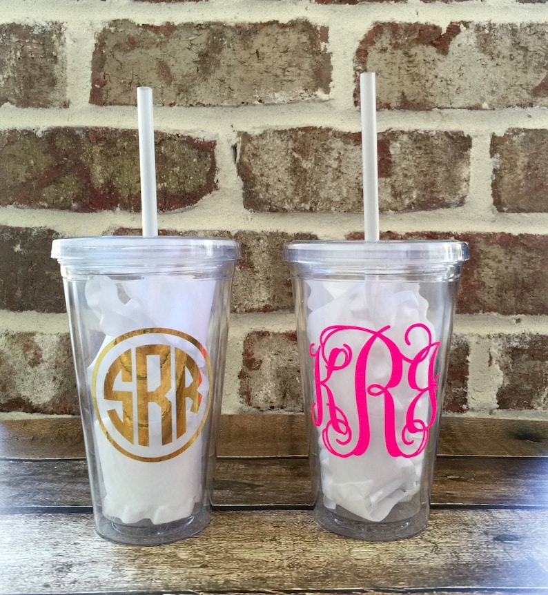 Monogrammed Tumbler Monogrammed Cups Bridesmaid Gifts Team | Etsy